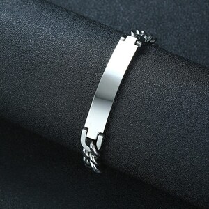 Men's ID Bracelets Personalize Name Image Unique Gift Link Chain Free ...