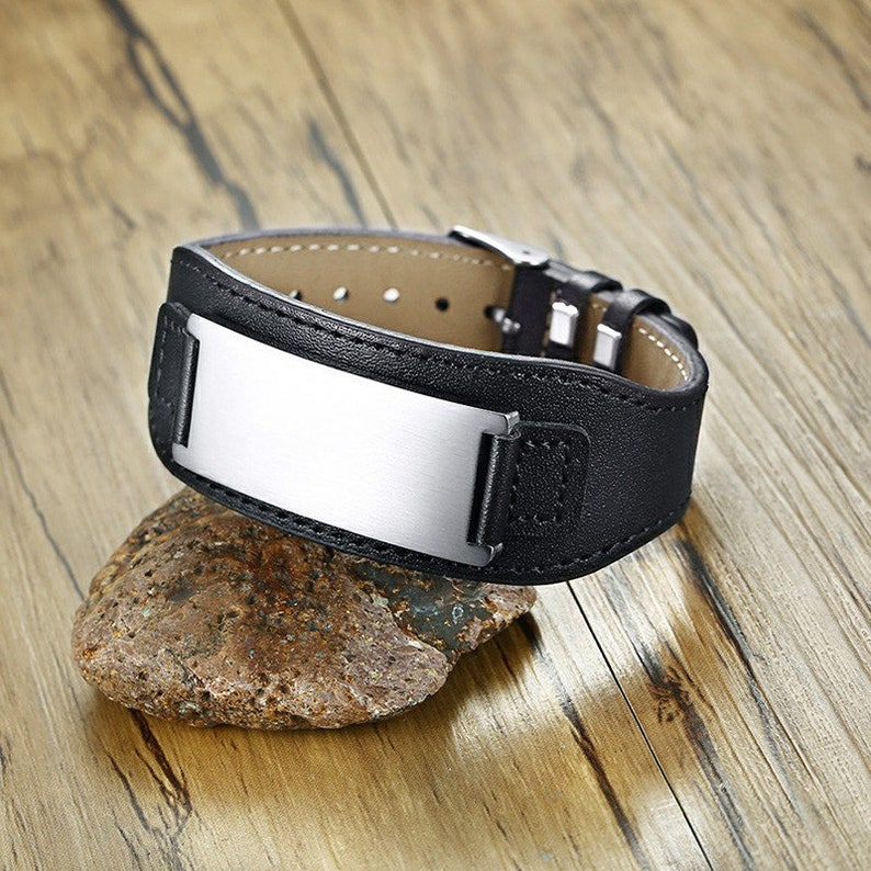 Mens's Personalize Bracelets BBF Family Father Leather | Etsy