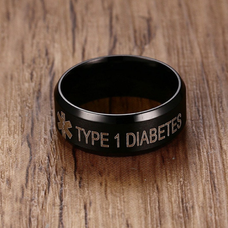Men Personalized Medical Alert ID Ring Matt Surface Engraved - Etsy