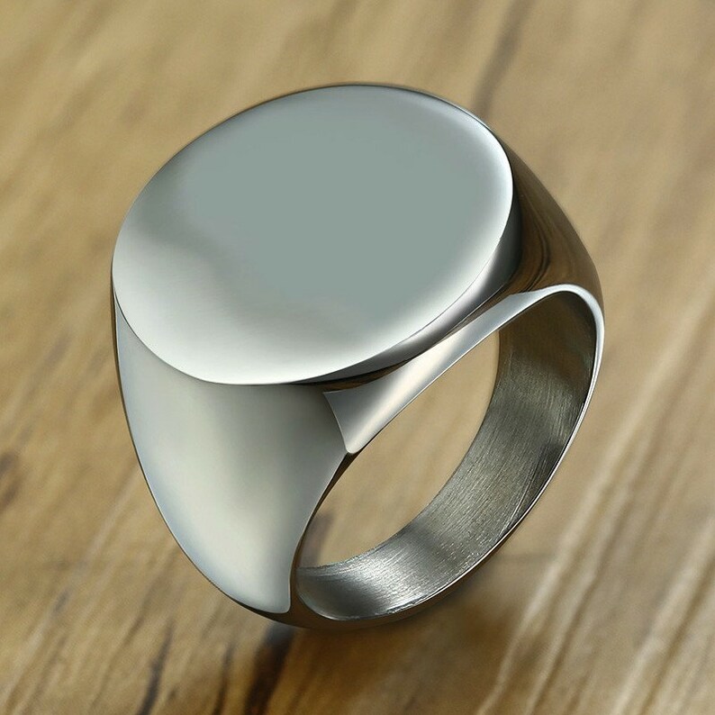 Custom Chunky Round Top Signet Ring Men Stamp Fraternal Punk - Etsy