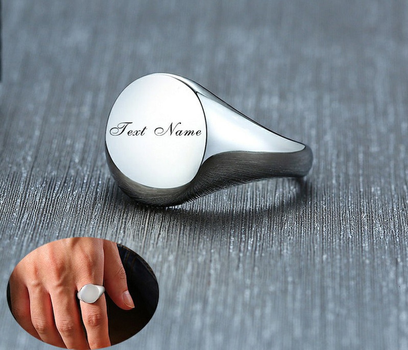 Signet Ring With Personalized Engrave Name for Men Women Love Date ...