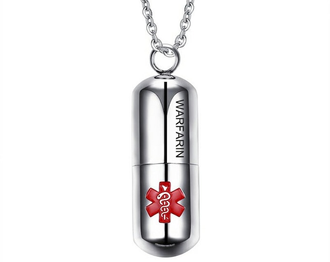 Nitro Pill Pendant Necklace, Polished Solid Sterling Silver, Waterproof ...