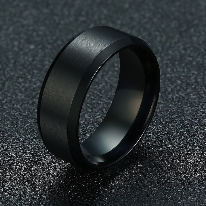 Men Personalized Medical Alert ID Ring Matt Surface Engraved Emergency ...