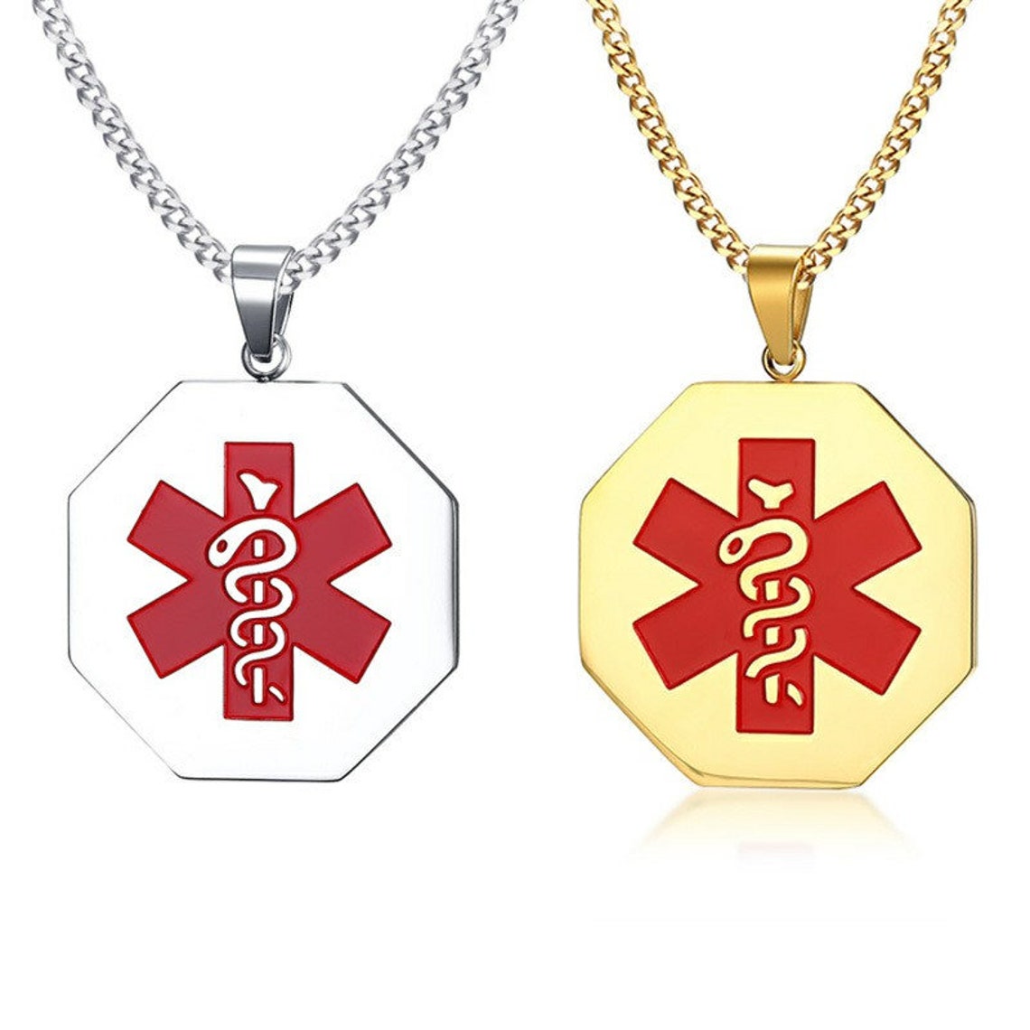 Custom Medical Alert ID Pendant for Men Women Personalized - Etsy