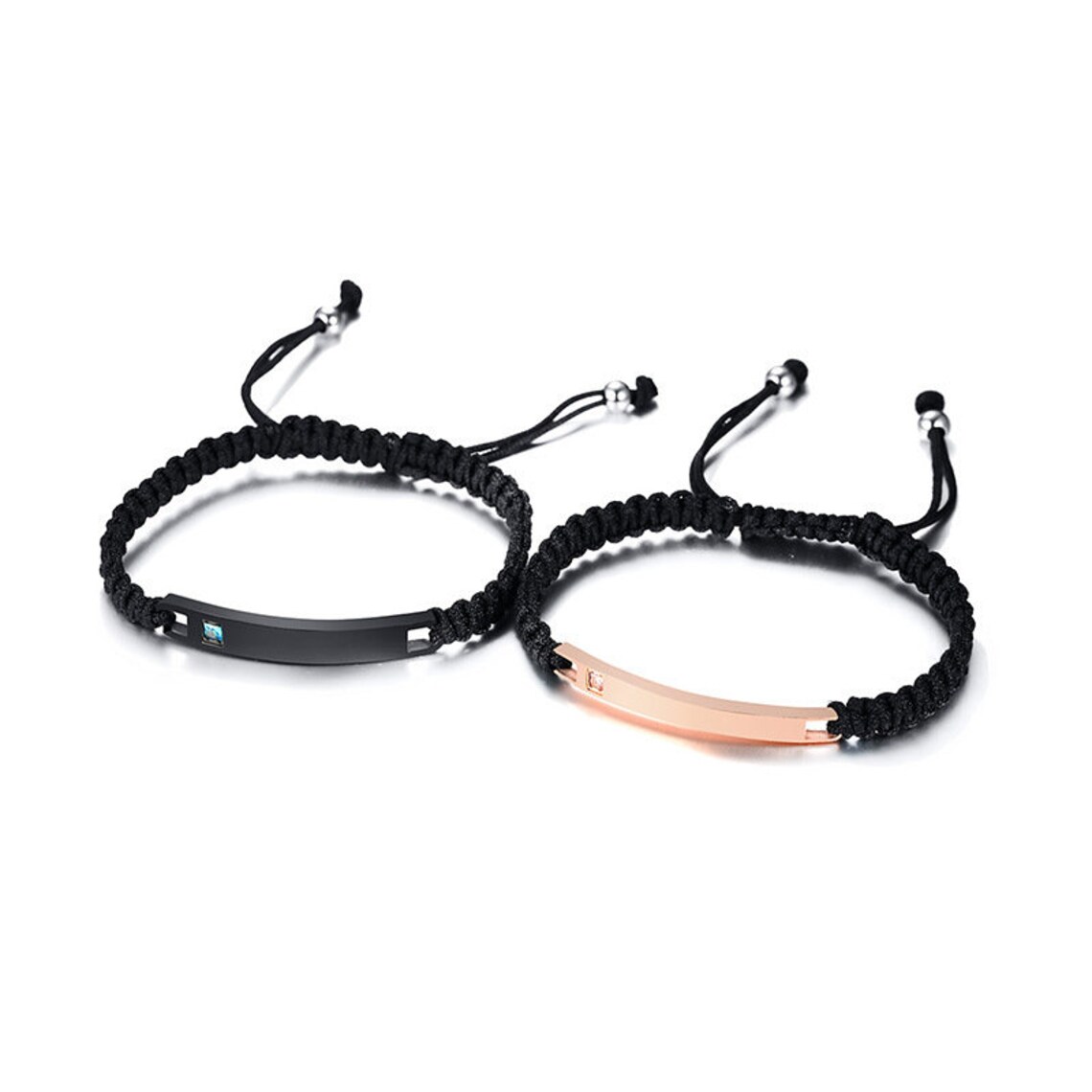 Personalized ID Tag His and Her Couples Bracelets Love Gifts Customize ...