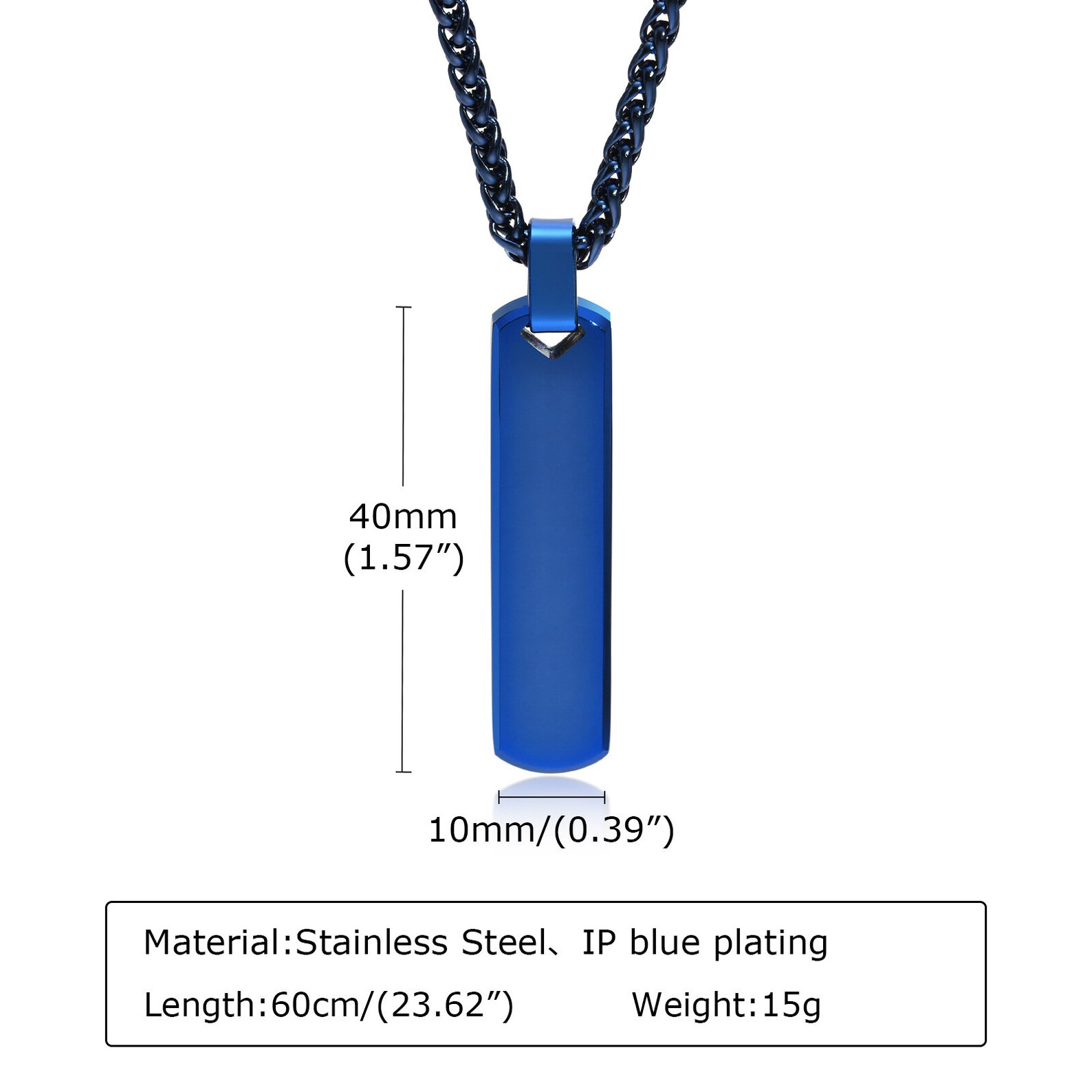 Customized Name Logo Rectangle Strip Bar Pendant for Women Men Long Box ...