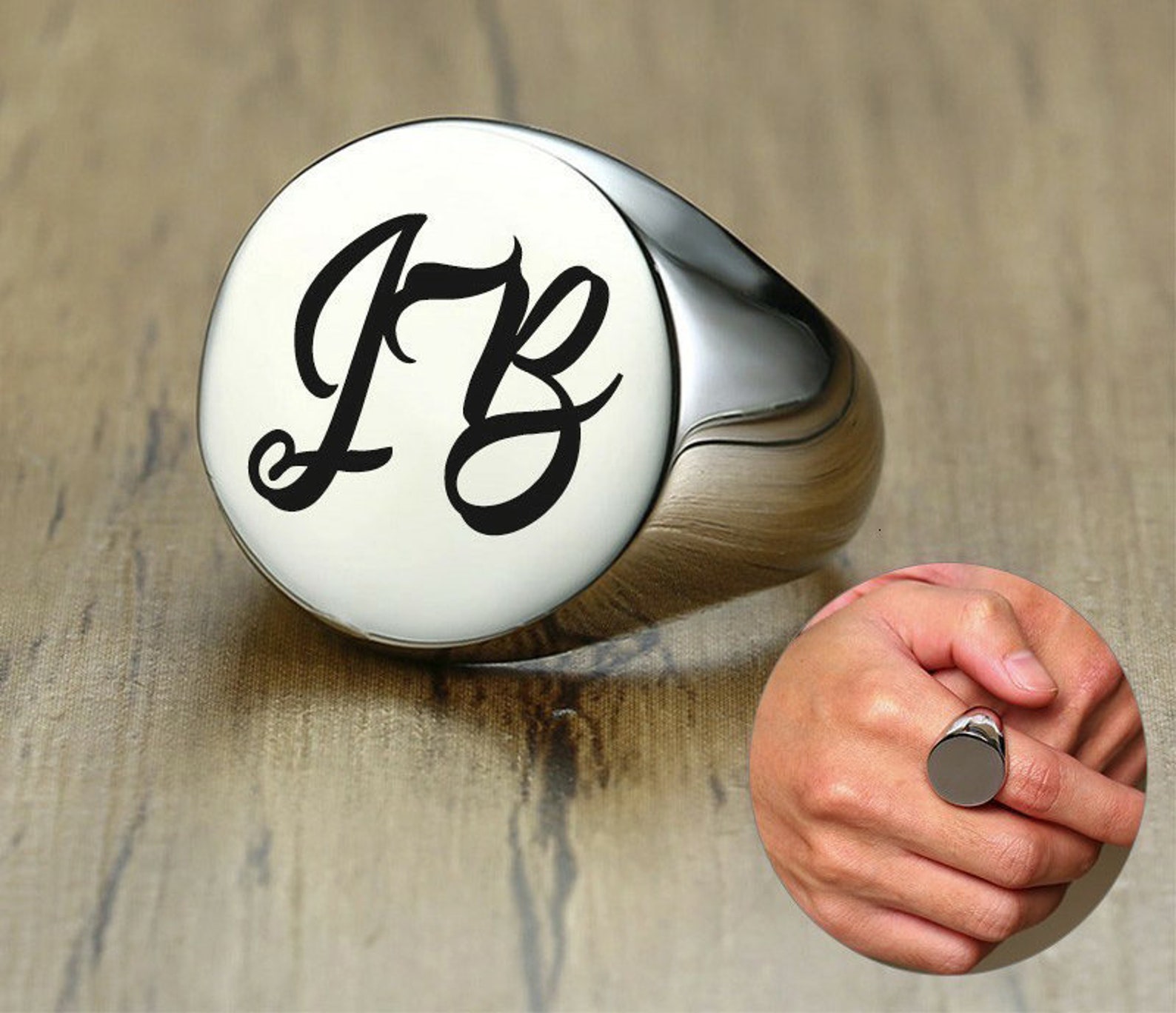 Custom Chunky Round Top Signet Ring Men Stamp Fraternal Punk - Etsy