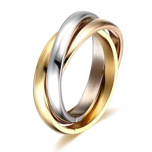 Personalized Triple Interlocked Engagement Ring for Men Women Stainless ...