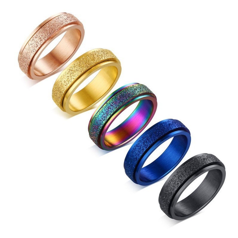 Customalized Spinner Ring Unique Sandblast Stainless Steel Ring for Men ...