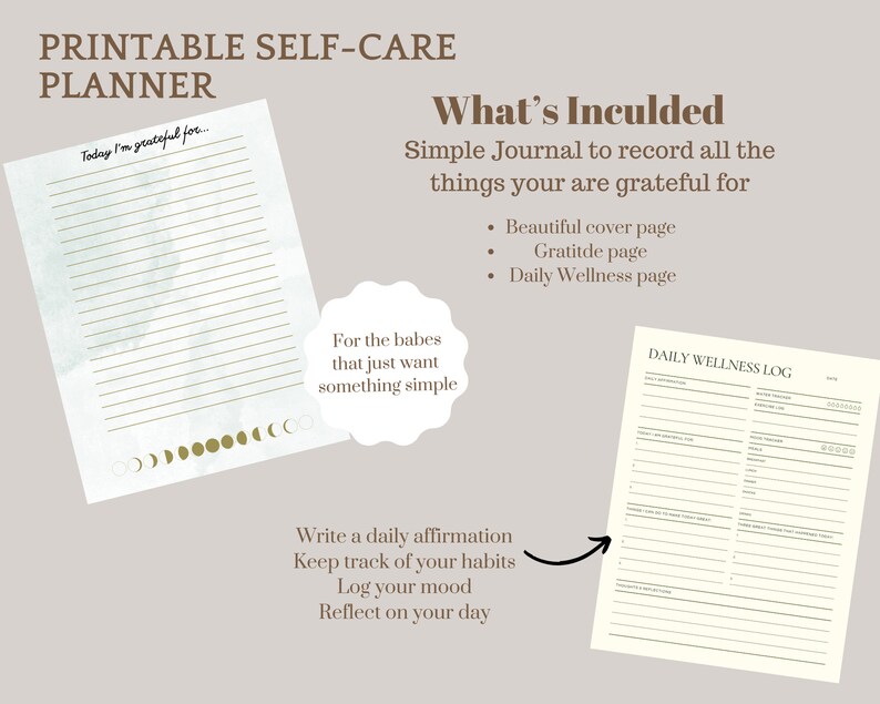 Printable Self- Care and Gratitude Journal - Etsy