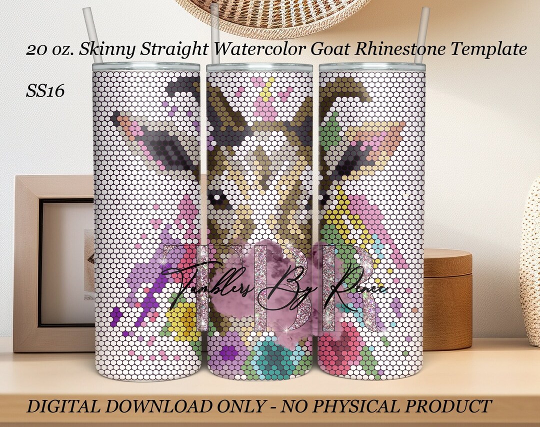 Goat Rhinestone Template 20 Oz. Skinny Straight Ss16 Stones Watercolor ...