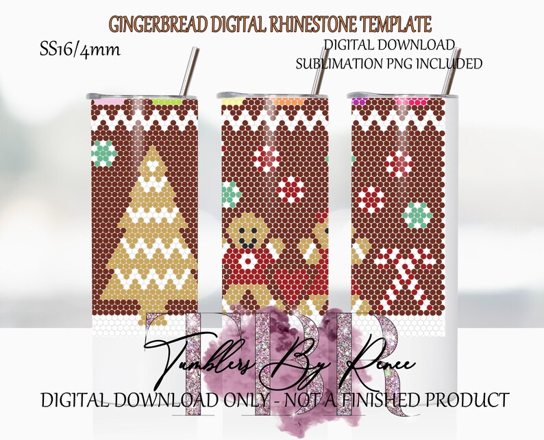 Gingerbread Man Rhinestone Template 20 Oz. Skinny Straight Ss16 Stones ...