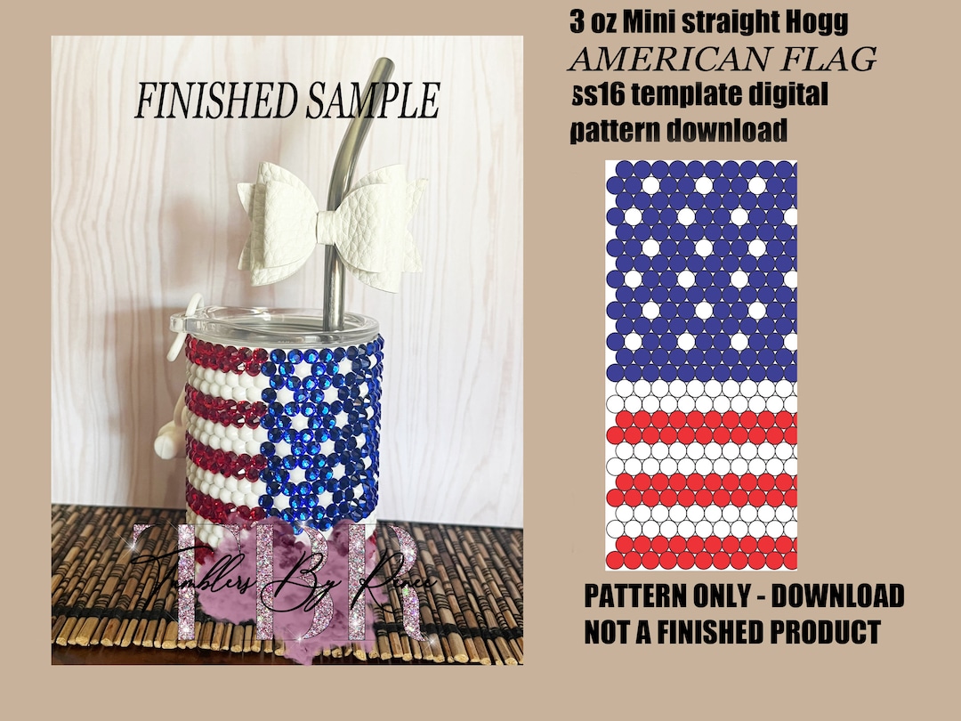 American Flag #1 3 Oz Rhinestone Template Using Ss16 Stones for the 3 ...