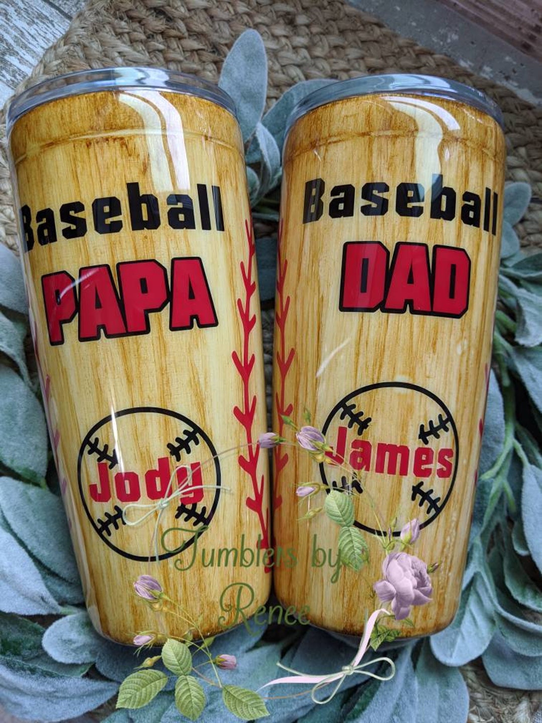 Baseball Manly Woodgrain Tumbler for Dad, Papa, Grandpa Cup/mug/wine ...