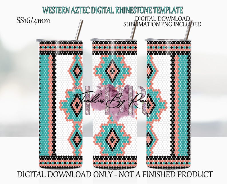 Western Aztec Rhinestone Template 20 Oz. Skinny Straight Ss16 Stones ...