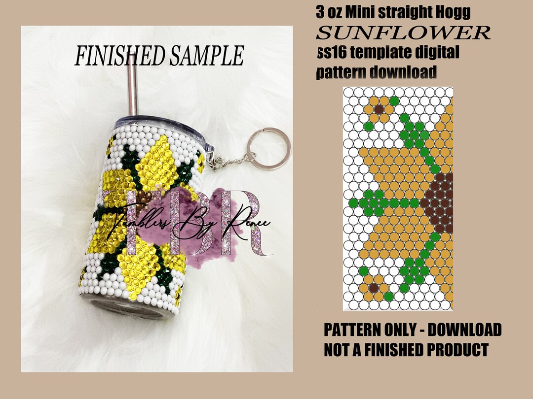 SUNFLOWER Design 3oz Rhinestone Template Using 16 Stones for the 3 Oz ...