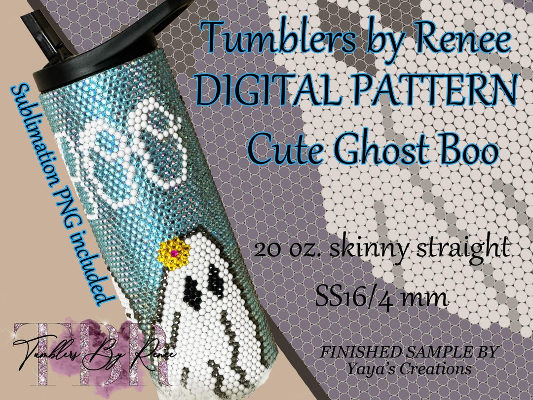Cute Ghost Rhinestone Template 20 Oz. Skinny Straight Ss16 Stones ...
