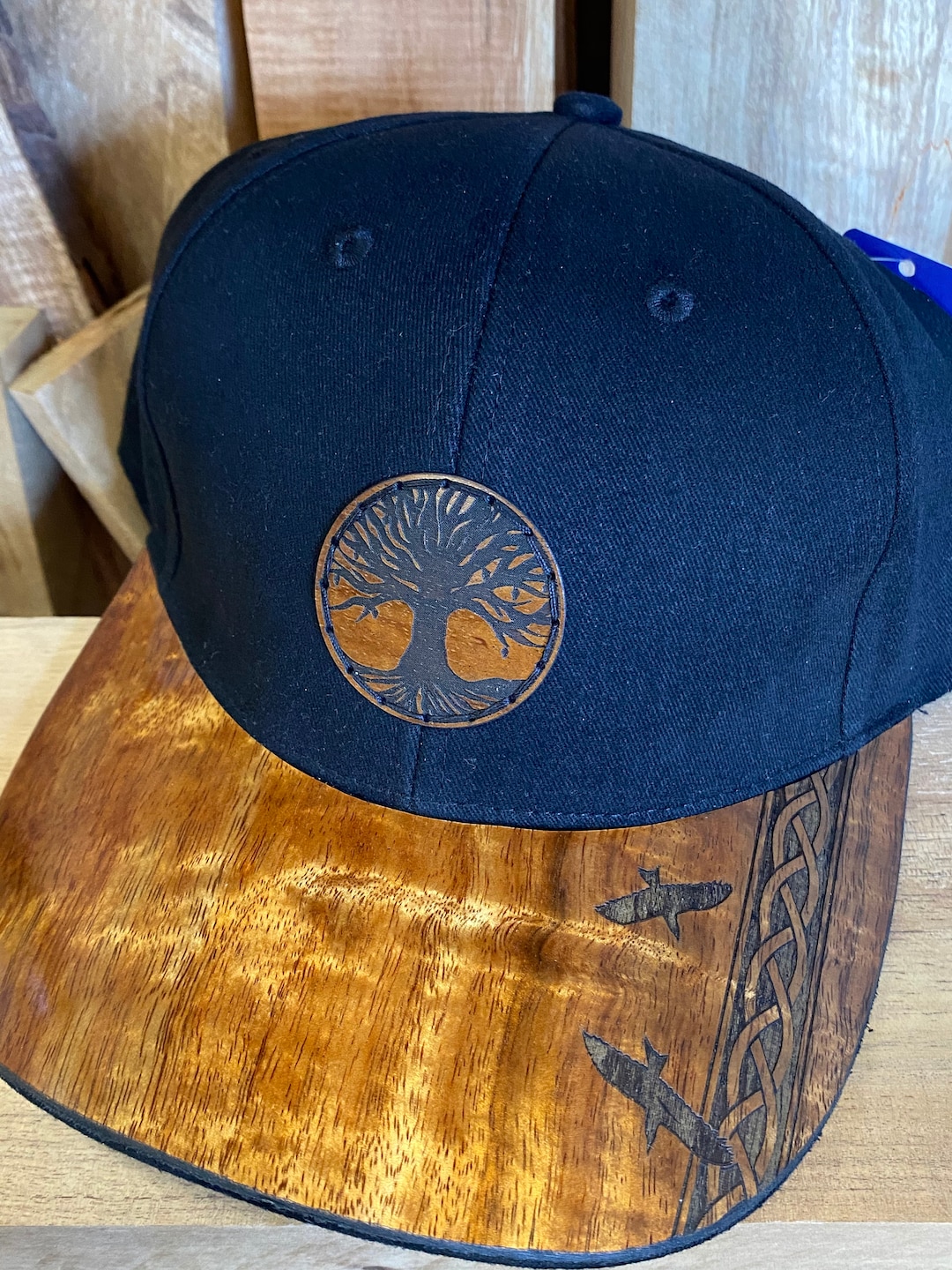 Tree of Life Wood Billed Hat - Etsy