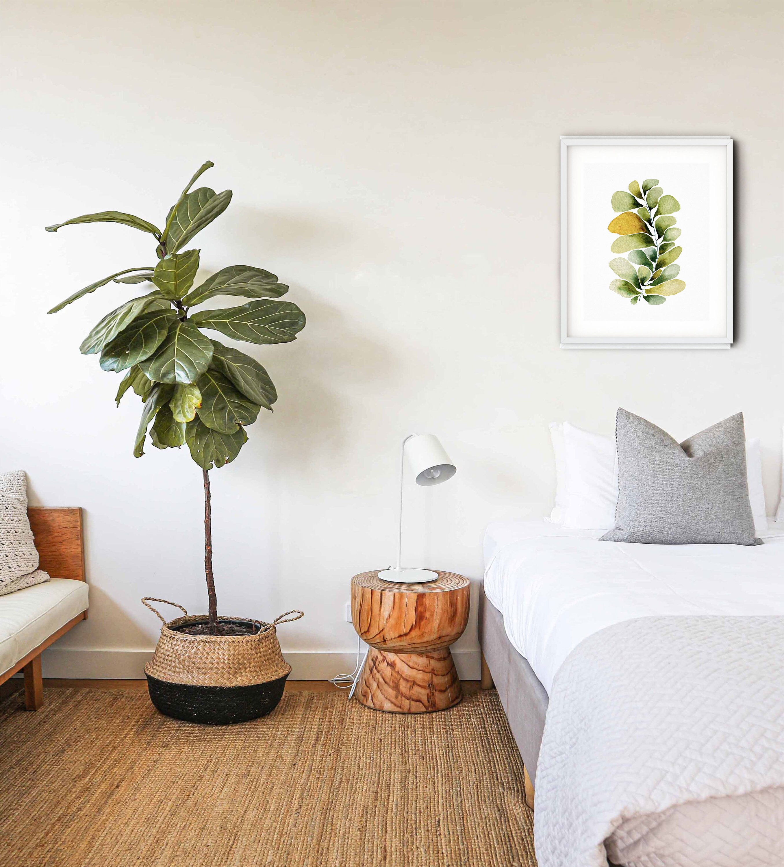 Greenery Botanical Watercolor Leaves: Boho Modern Wall Art Digital ...