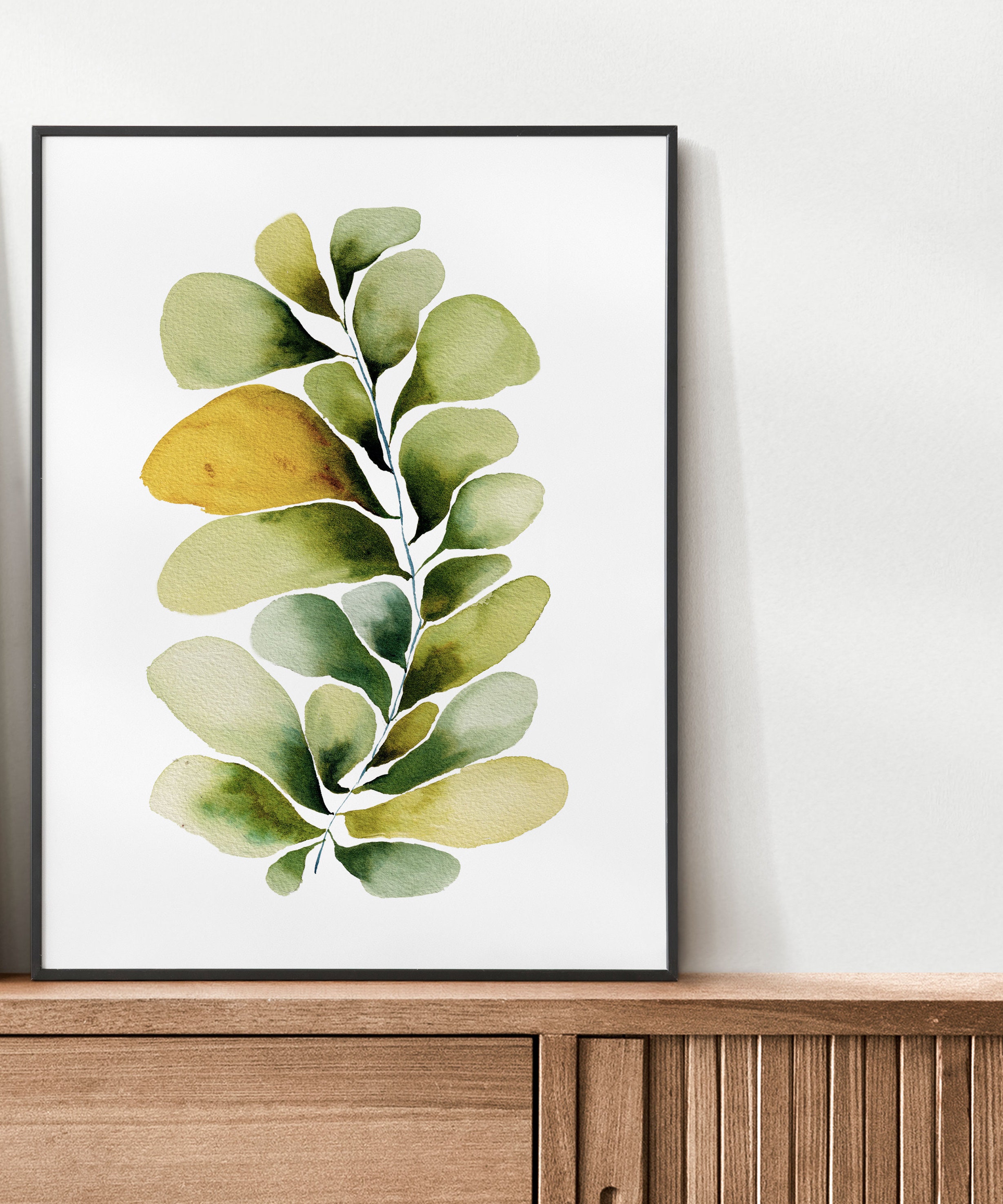 Greenery Botanical Watercolor Leaves: Boho Modern Wall Art Digital ...