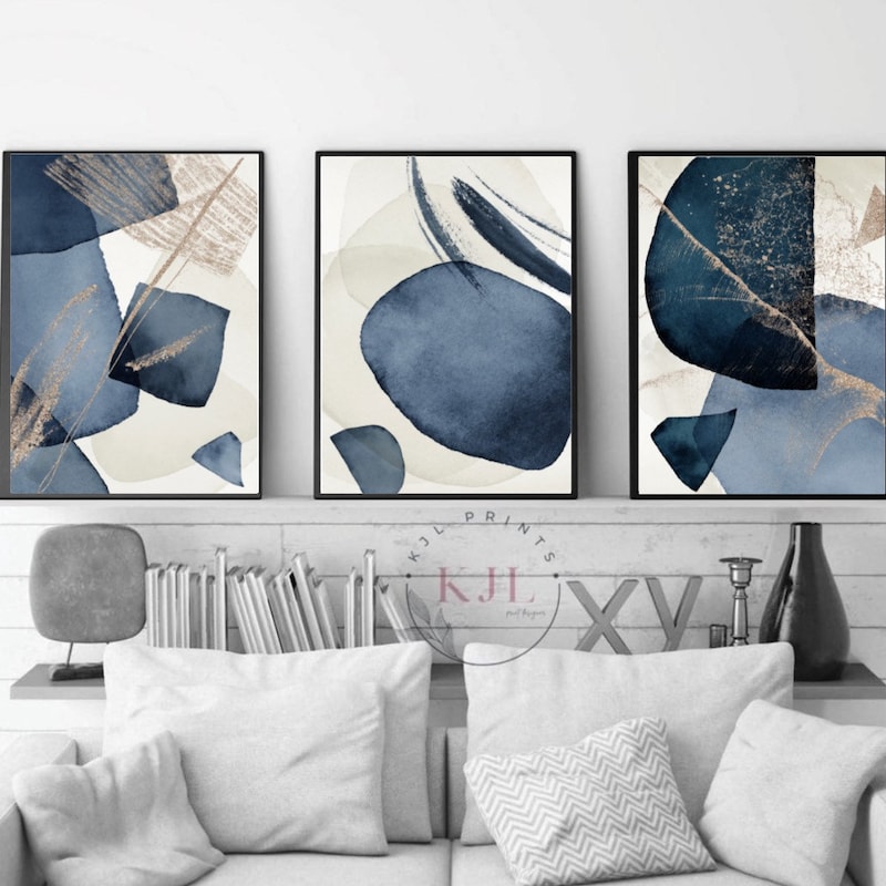 Navy Abstract Art - Etsy UK