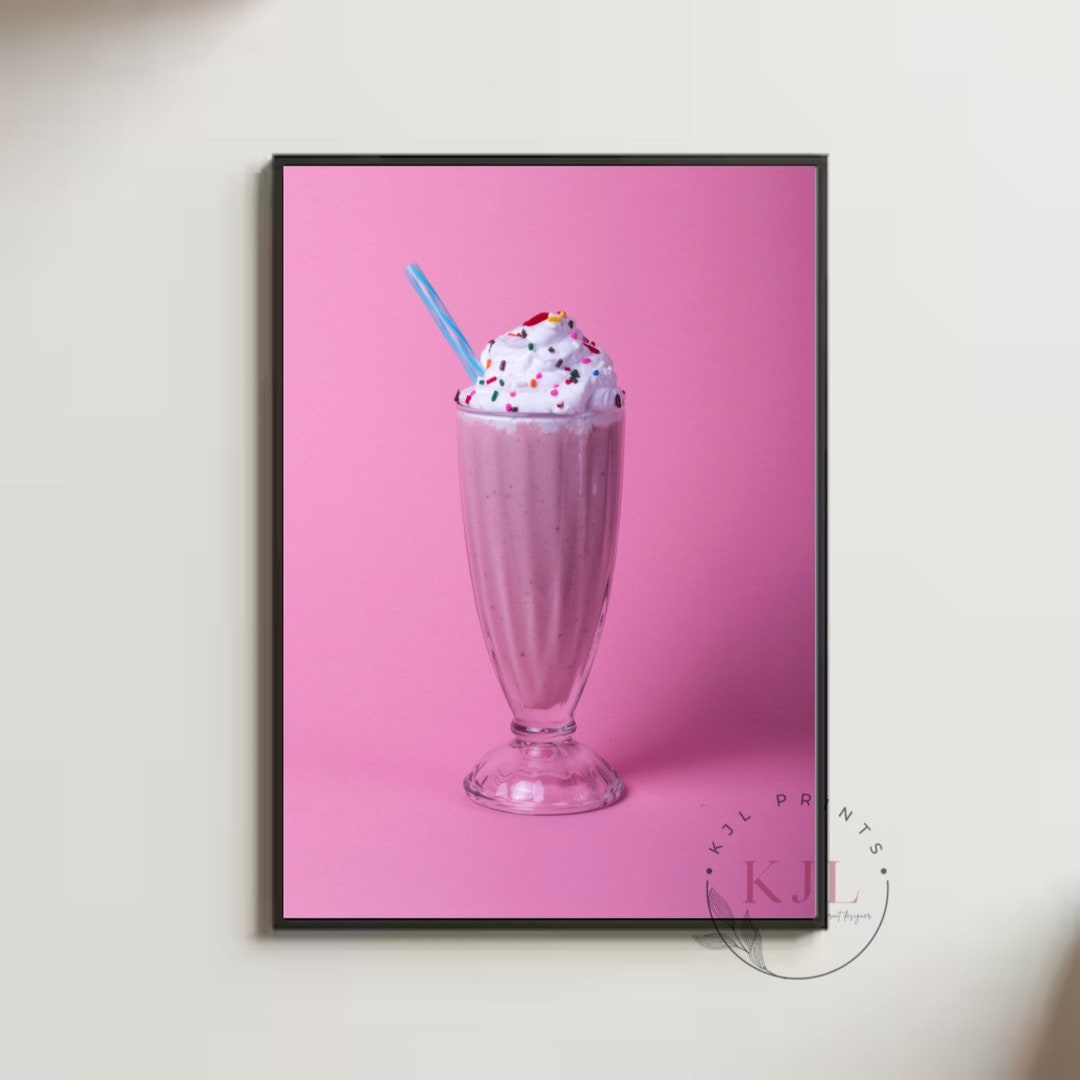 Retro Wall Print, Diner, Colourful , Milkshake, , 80s, Cafe , Kitchen ...