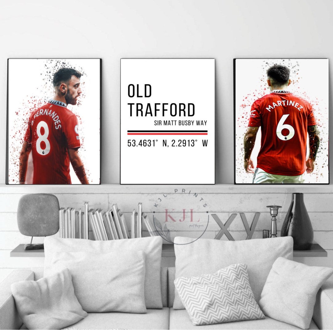 Set of Three Manchester Wall Prints | Fernandes | Martinez | Football ...
