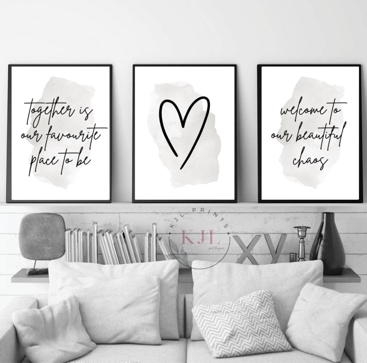 Set of 3 wall prints home decor room prints grey prints | Etsy