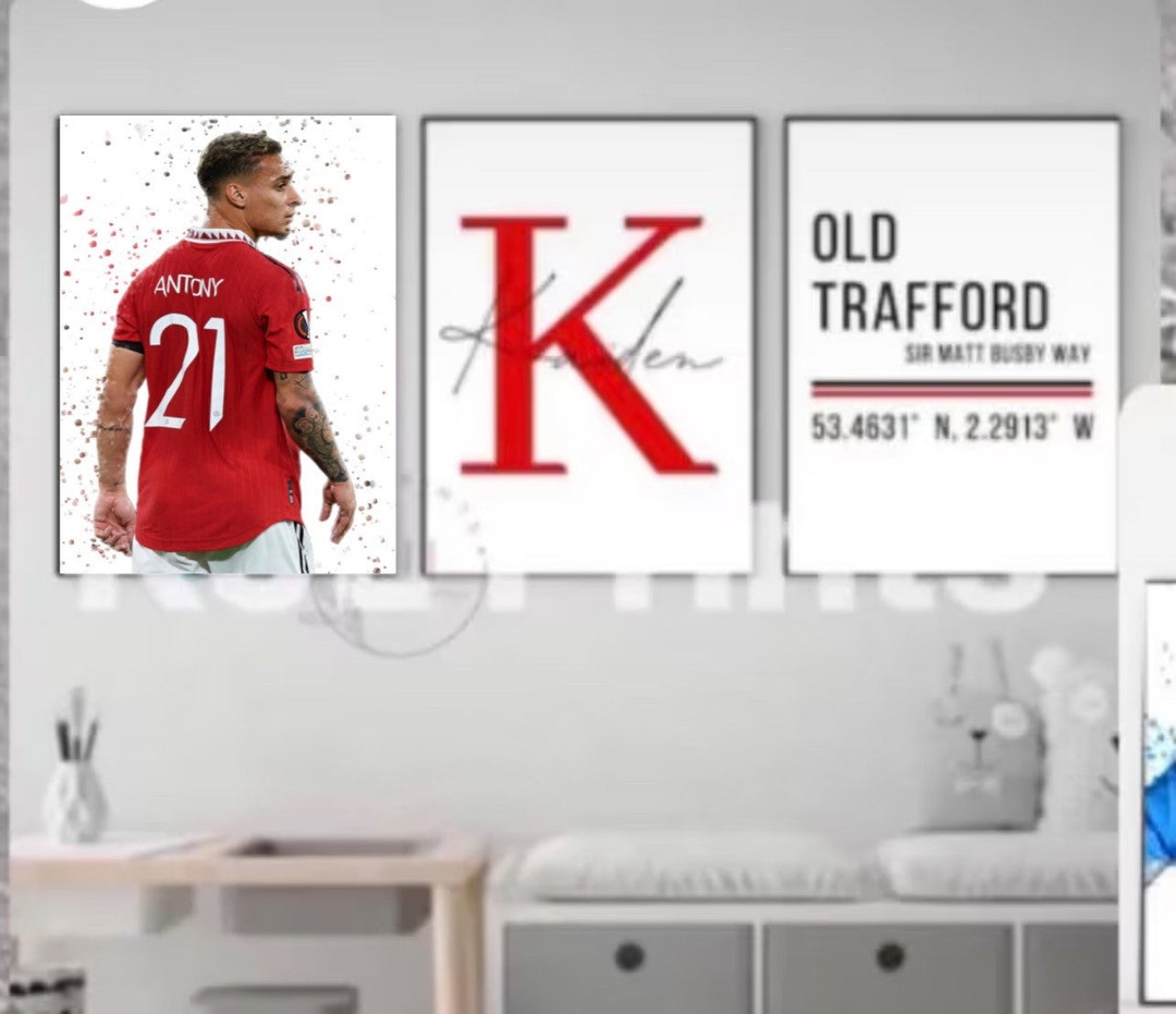 Set of Three Personalised Manchester Wall Prints | Antony | Football ...