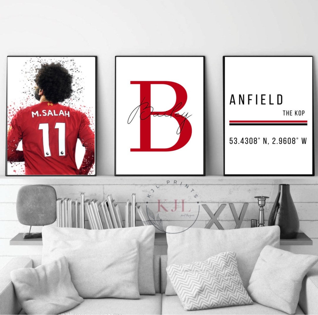 Set of Three Personalised Liverpool Wall Prints | Mo Salah | Football ...