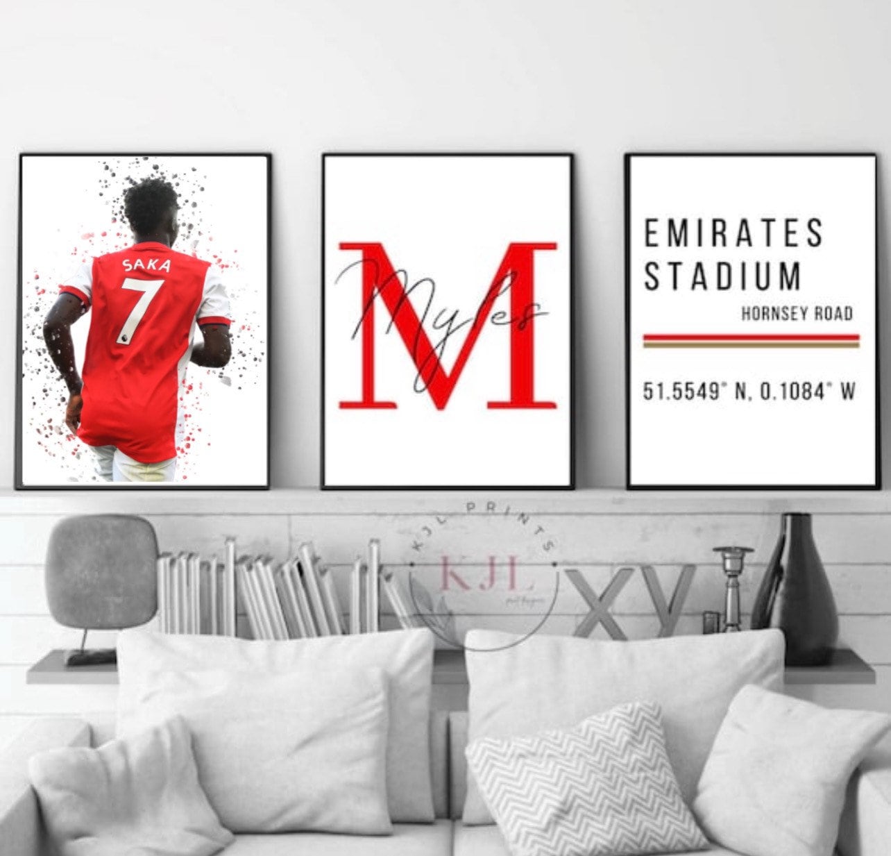 Set of Three Personalised Arsenal Wall Prints | Football Prints | - Etsy UK