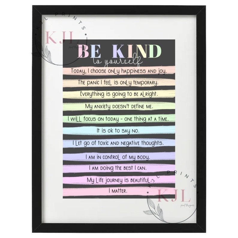 Rainbow Positive Affirmations Print: Anxiety Relief, Mental Health - Etsy