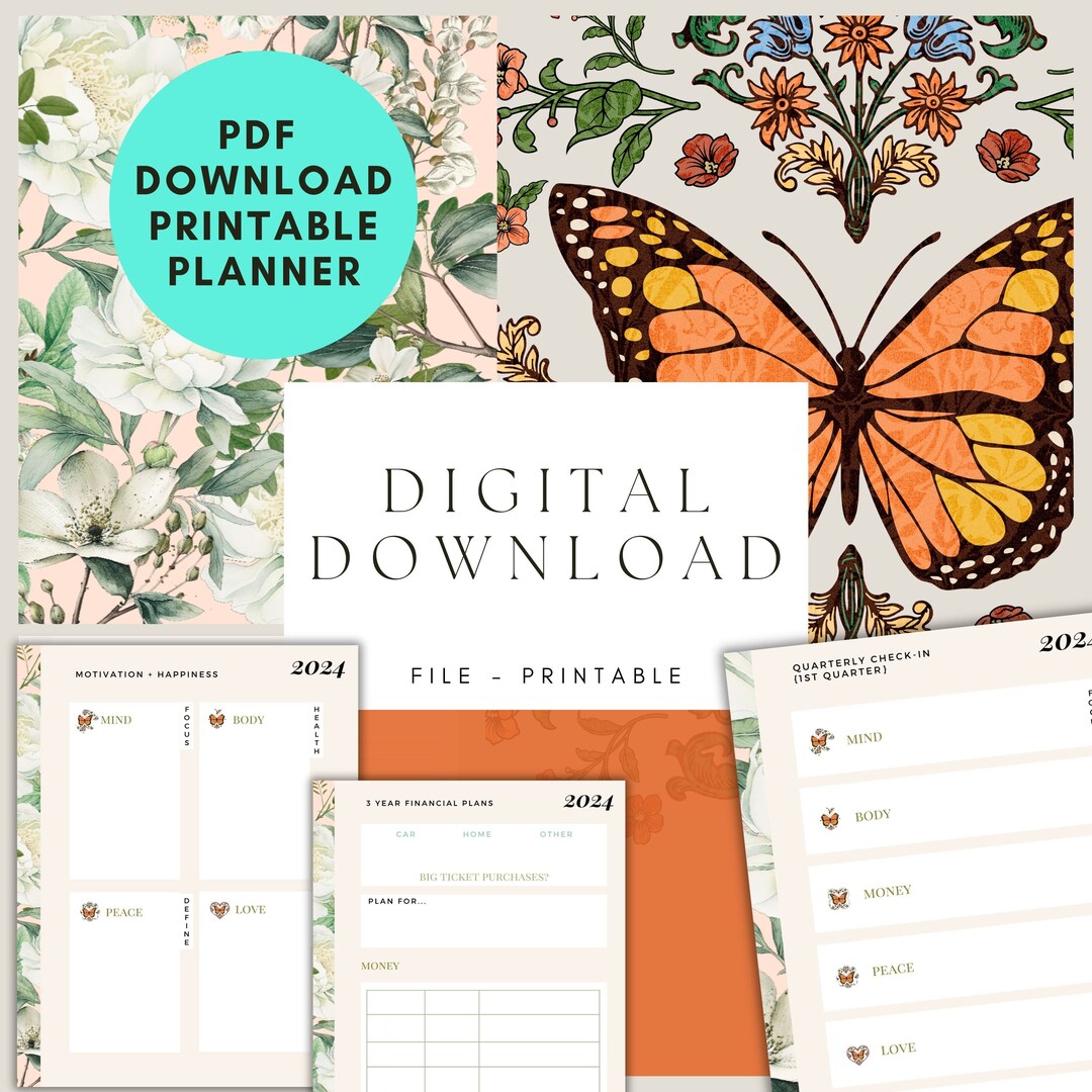 Butterfly Digital Planner 2024 Flowers Planner Printable - Etsy