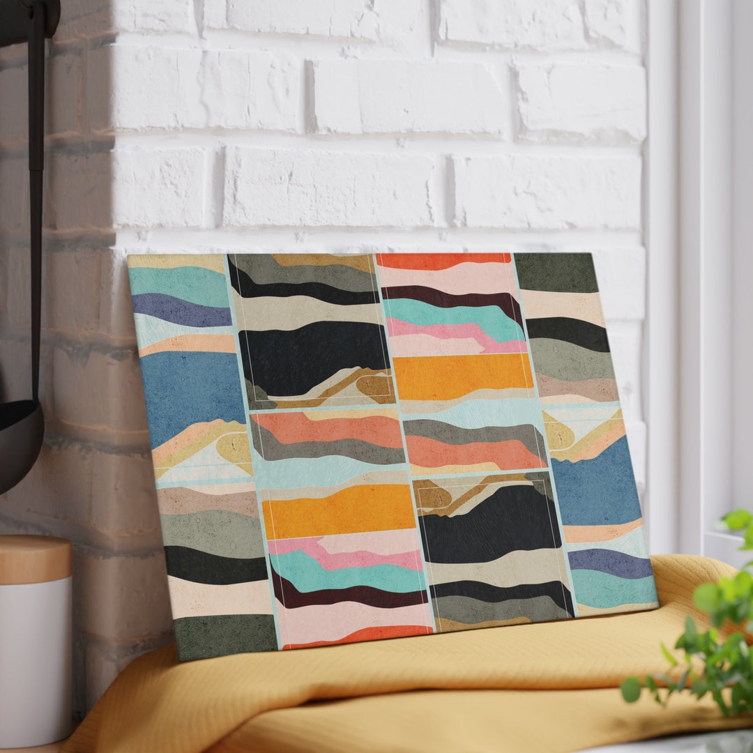Glass Cutting Board Geo Scattered Art Home Decor Gift Kitchen - Etsy