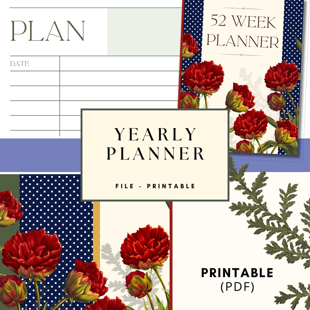 Instant Download 52 Week Calendar and Planner Printable - Etsy