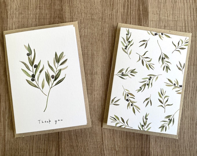 Olive Branch Card, Flower Greeting Card, Gift Card, Blank Inside ...