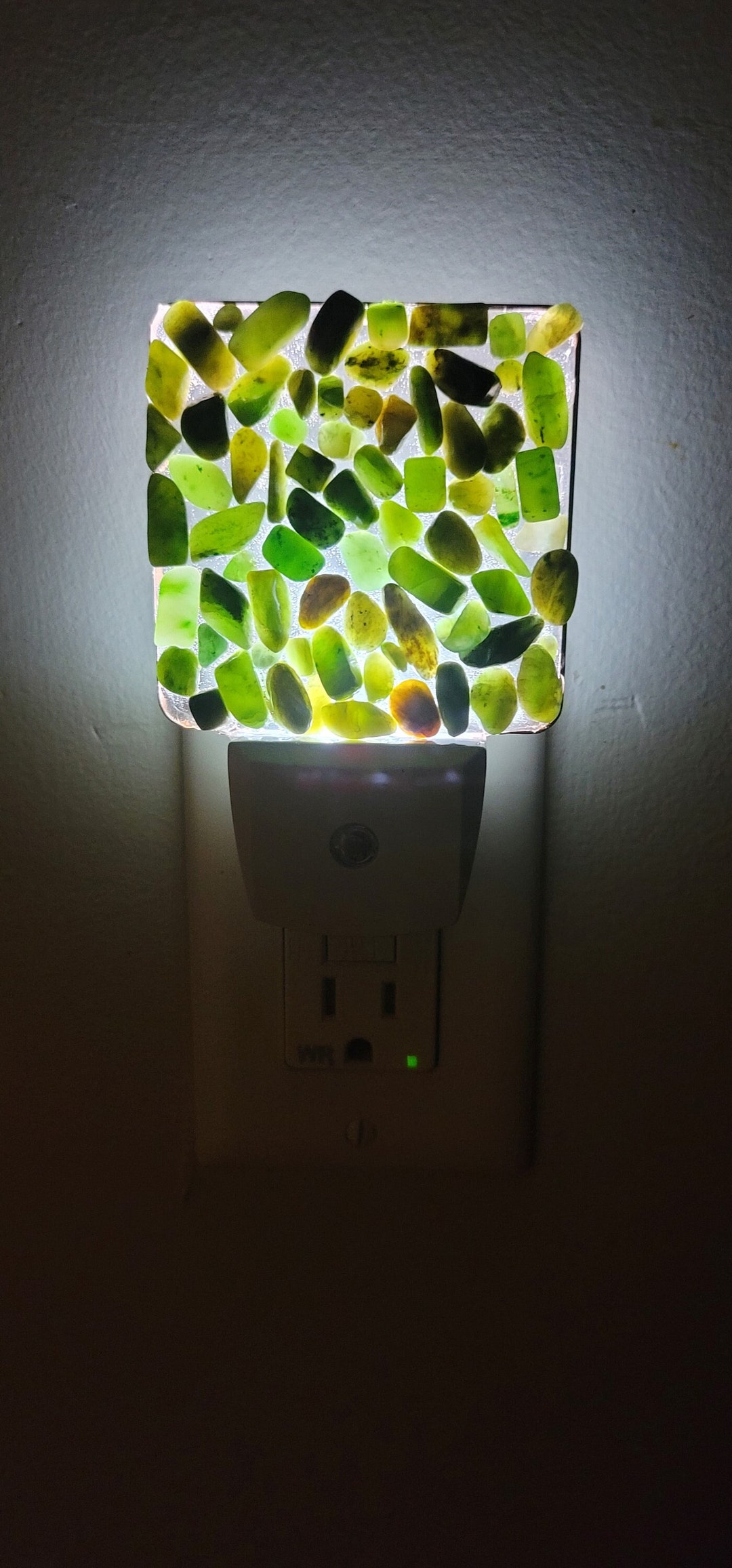 Nephrite Jade Night Light | Gemstone Nightlight | Crystal LED Mosaic ...