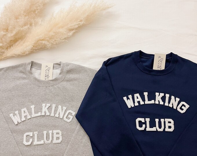 White Crewneck Oversized Aesthetic Let's Go for a Walk Green Cozy ...