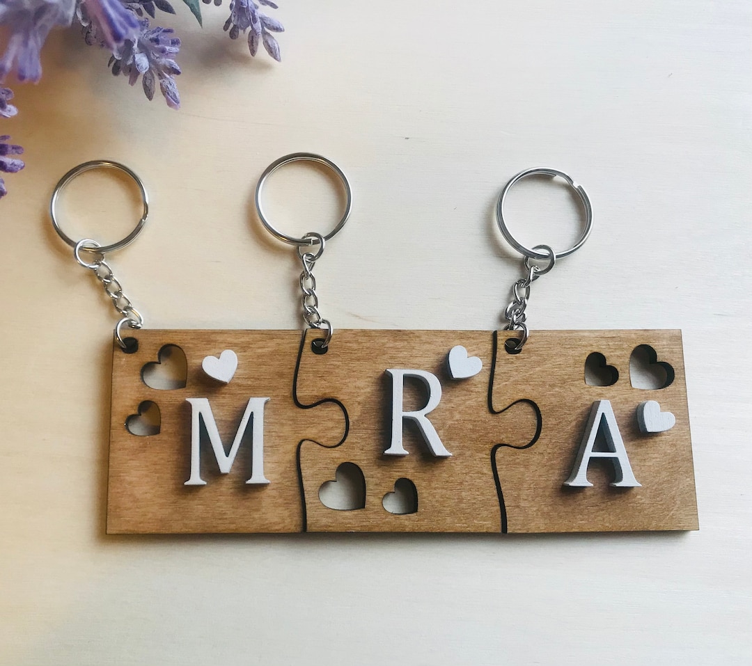 3 Wooden Keyring Personalised Puzzle, Christmas Gift, Friendship Jigsaw ...