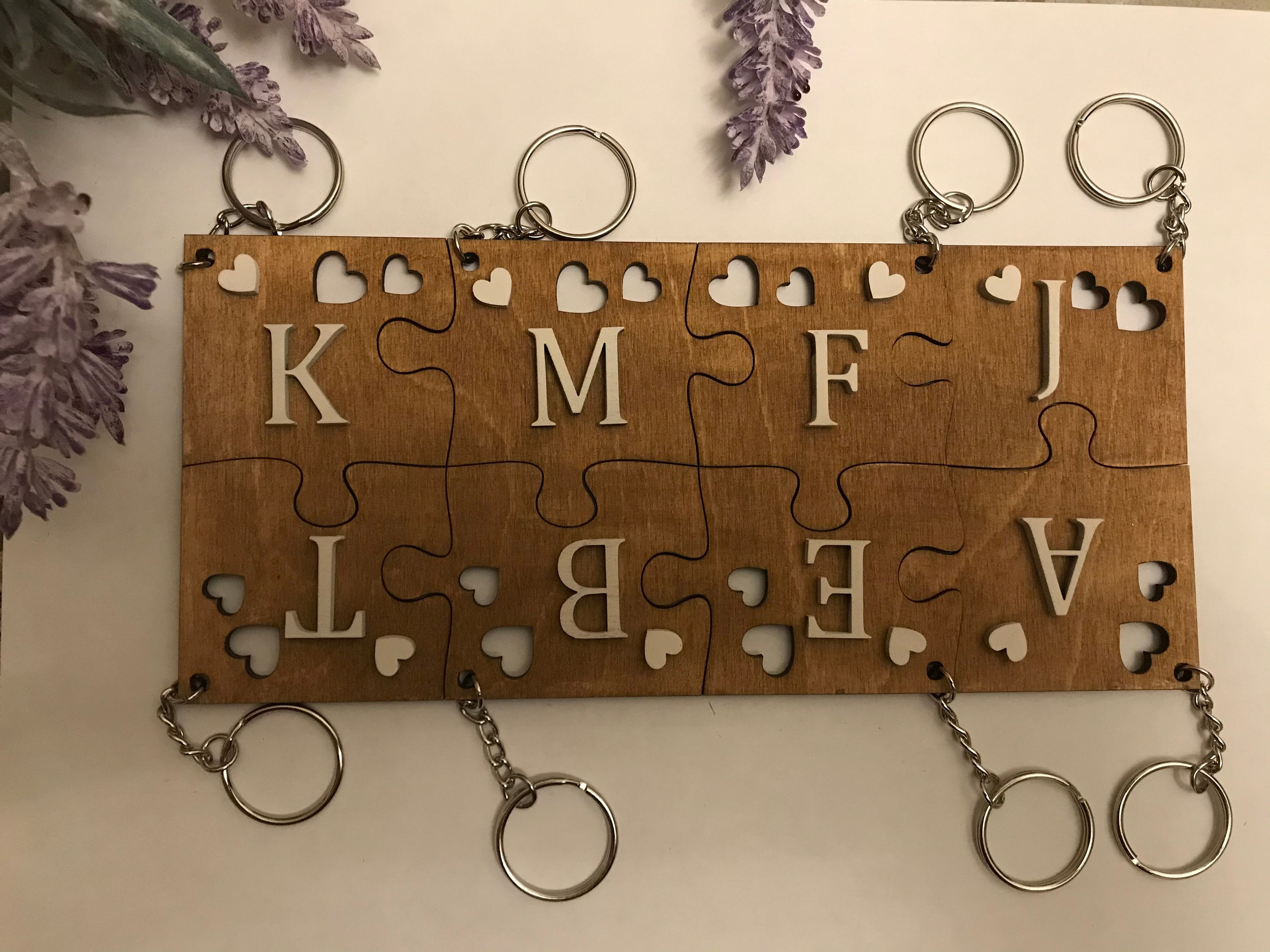 8 Wooden Keyring Personalised Puzzle Christmas Gift - Etsy UK