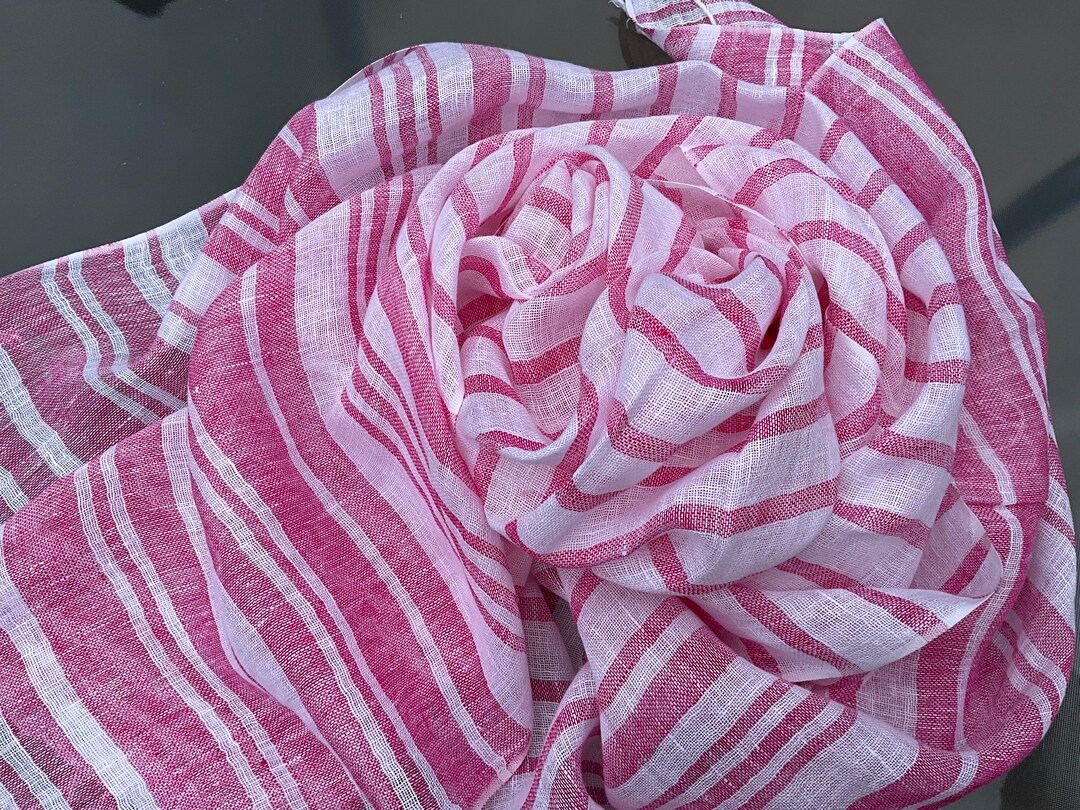 Jazzberry Pink Linen Weft Stripe Scarf in Soft Touch Finish - Etsy