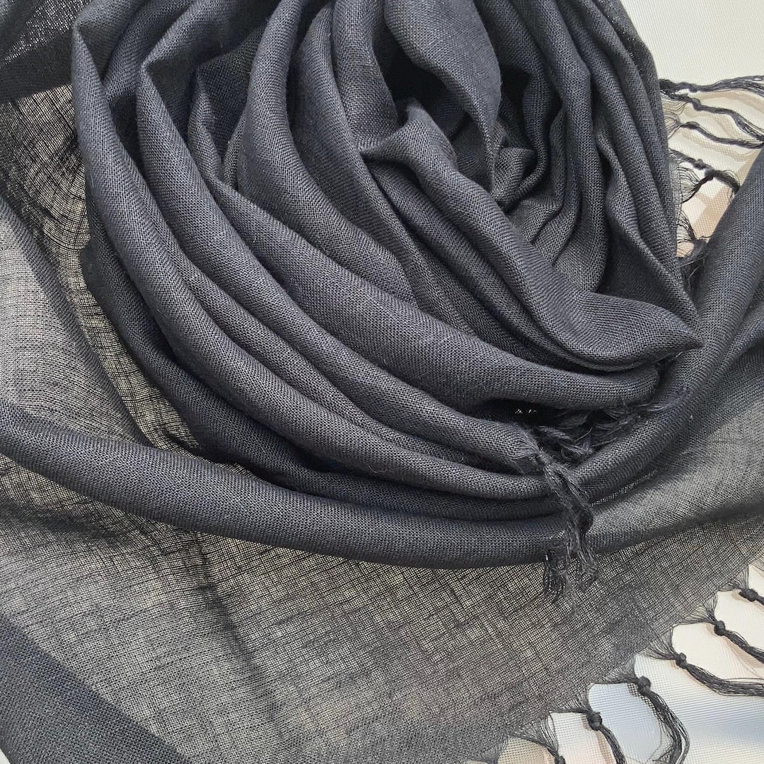 100% Pure Linen Black Scarf Super Soft Finish - Etsy