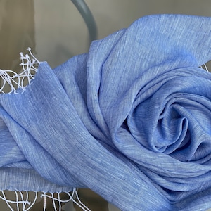 Cornflower Blue Chambray Pure Linen Scarf in Linen in Super Soft Touch ...