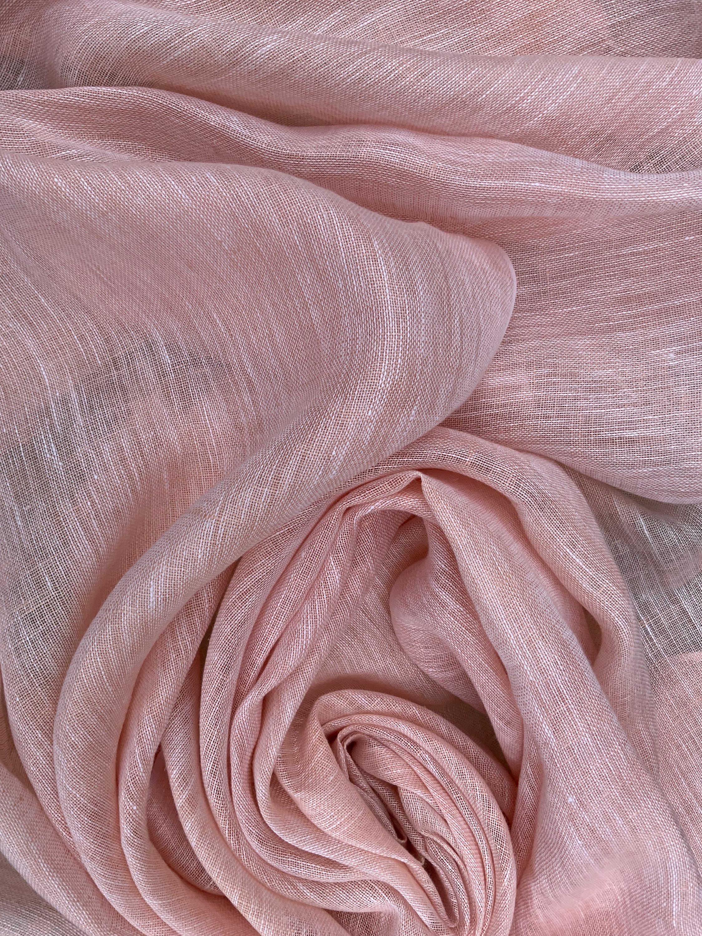 Peach Chambray Pure Linen Scarf in Soft Touch Finish - Etsy