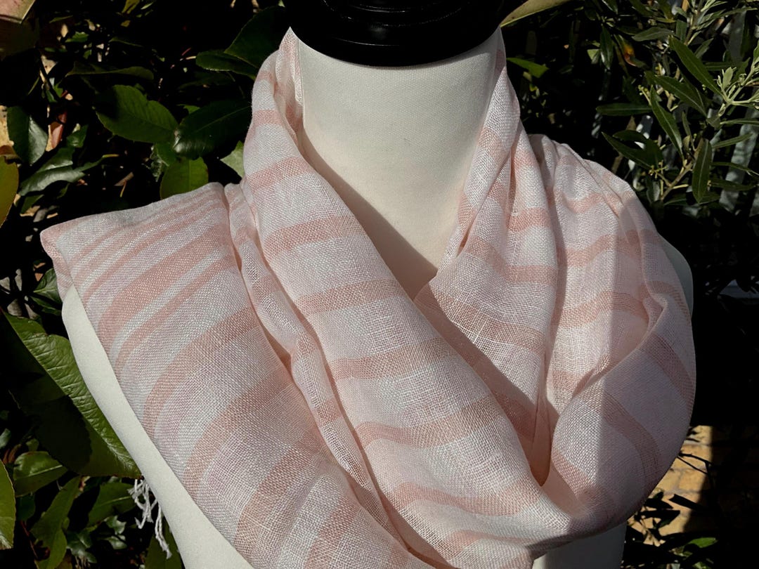 Pure Linen Blush Pink Stripe in Super Soft Finish - Etsy