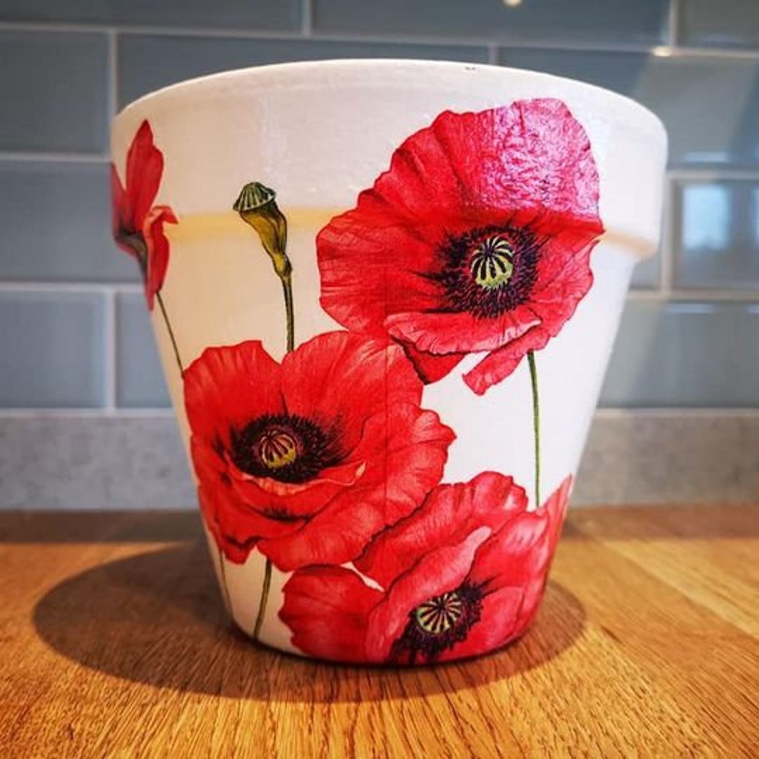 Poppy Upcycled Decoupage Terracotta Pot - Etsy
