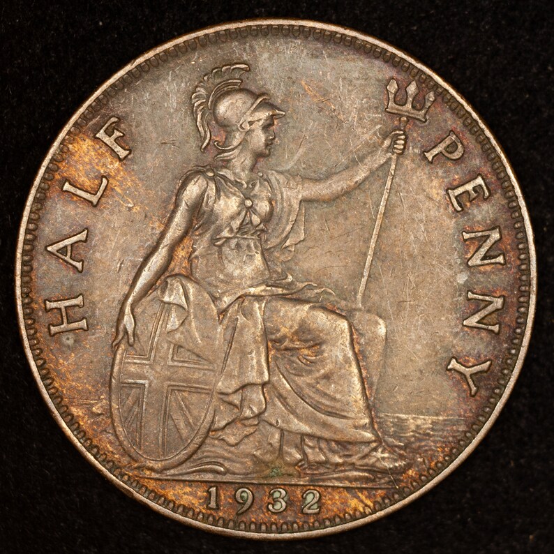 1932 Great Britain Half Penny Rare US Silver Copper Pennies Etsy 1932 Great Britain Half Penny Rare US Silver Copper Pennies Etsy