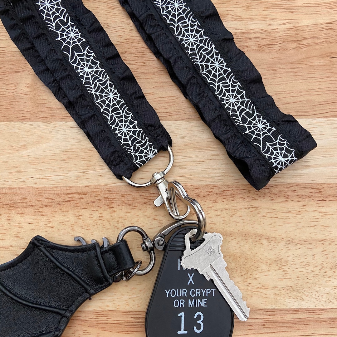 Black Spiderweb Lanyard / Key Chain | Halloween Spooky Season Ruffle ...
