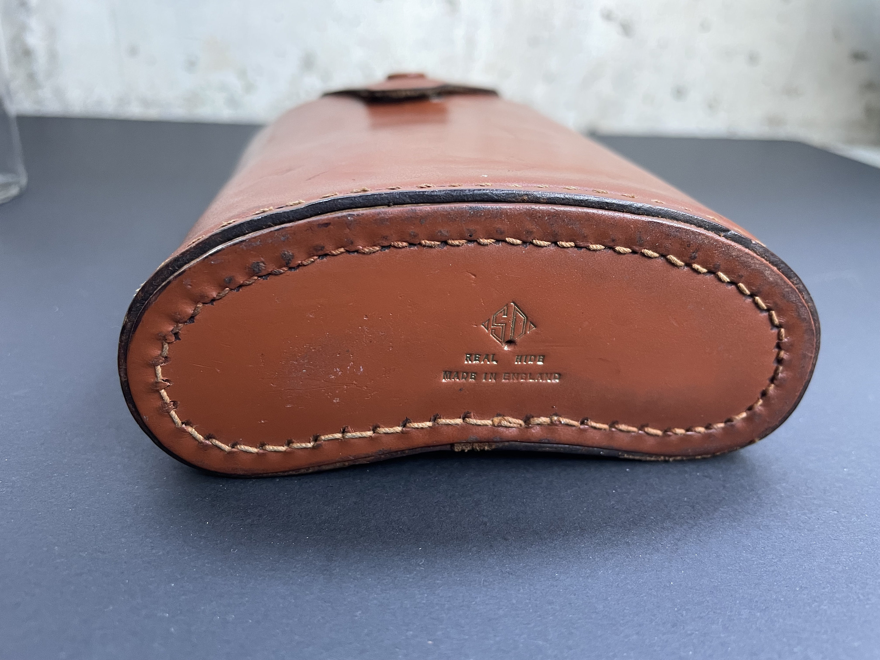 Glass Bottle With Leather Sleeve, Made in England, Stainless Steel Cap ...