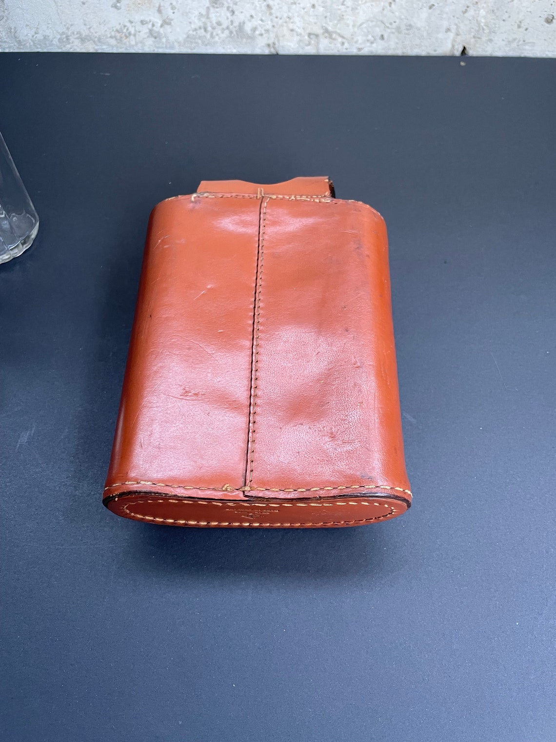 Glass Bottle With Leather Sleeve, Made in England, Stainless Steel Cap ...